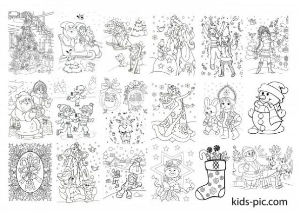 Распечатать Новогодние Раскраски Бесплатно | Kids-Pic.com