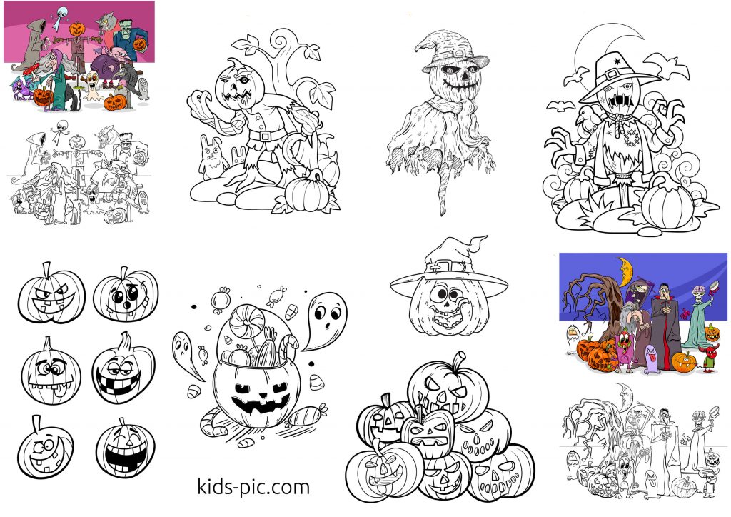 10 Halloween Pumpkin Coloring Pages for Kids | Kids-Pic.com